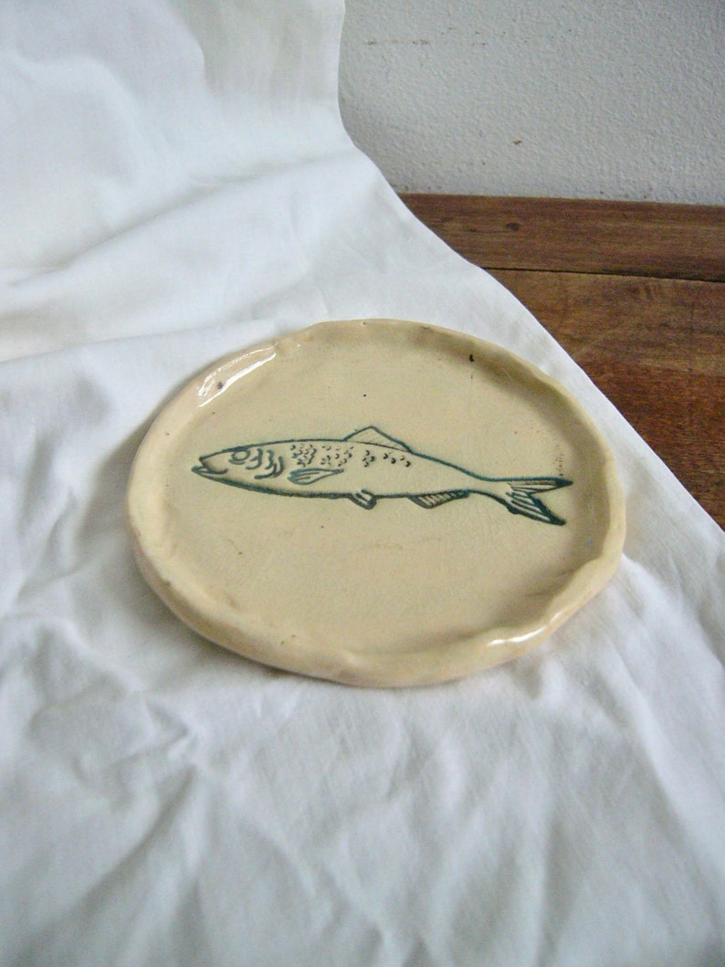 Handmade Ceramic Fish Jewelry Plate Soap Dish Trinket Holder Ring Tray ...