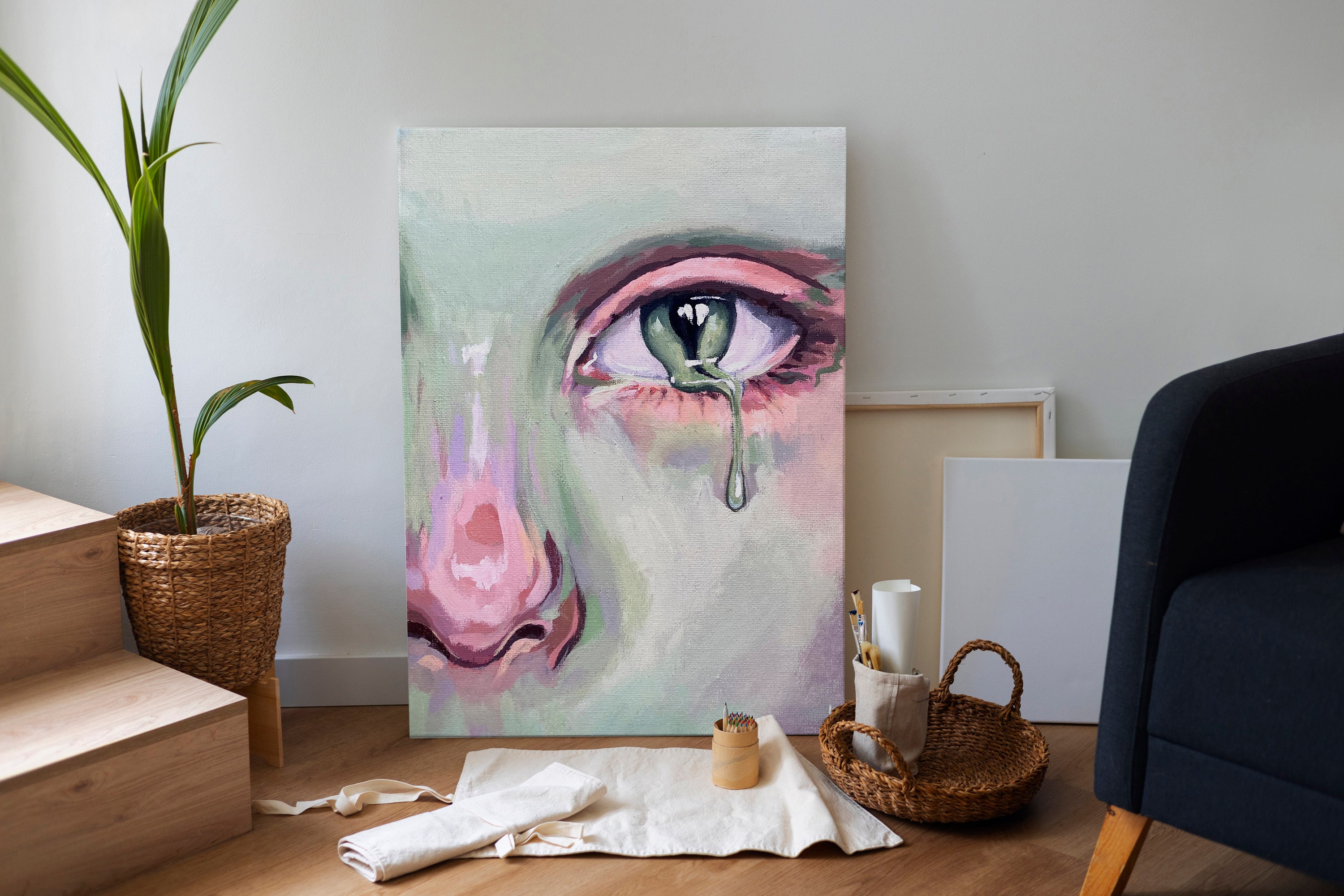 Eye Painting on Canvas, Small Acrylic Crying Painting - Etsy