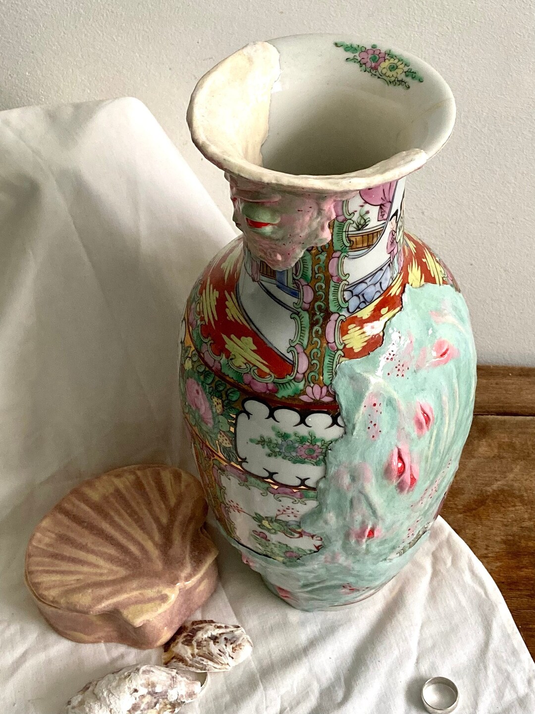 Unique Handmade Antique Chinese Vase, Upcycled Ceramic Vase - Etsy