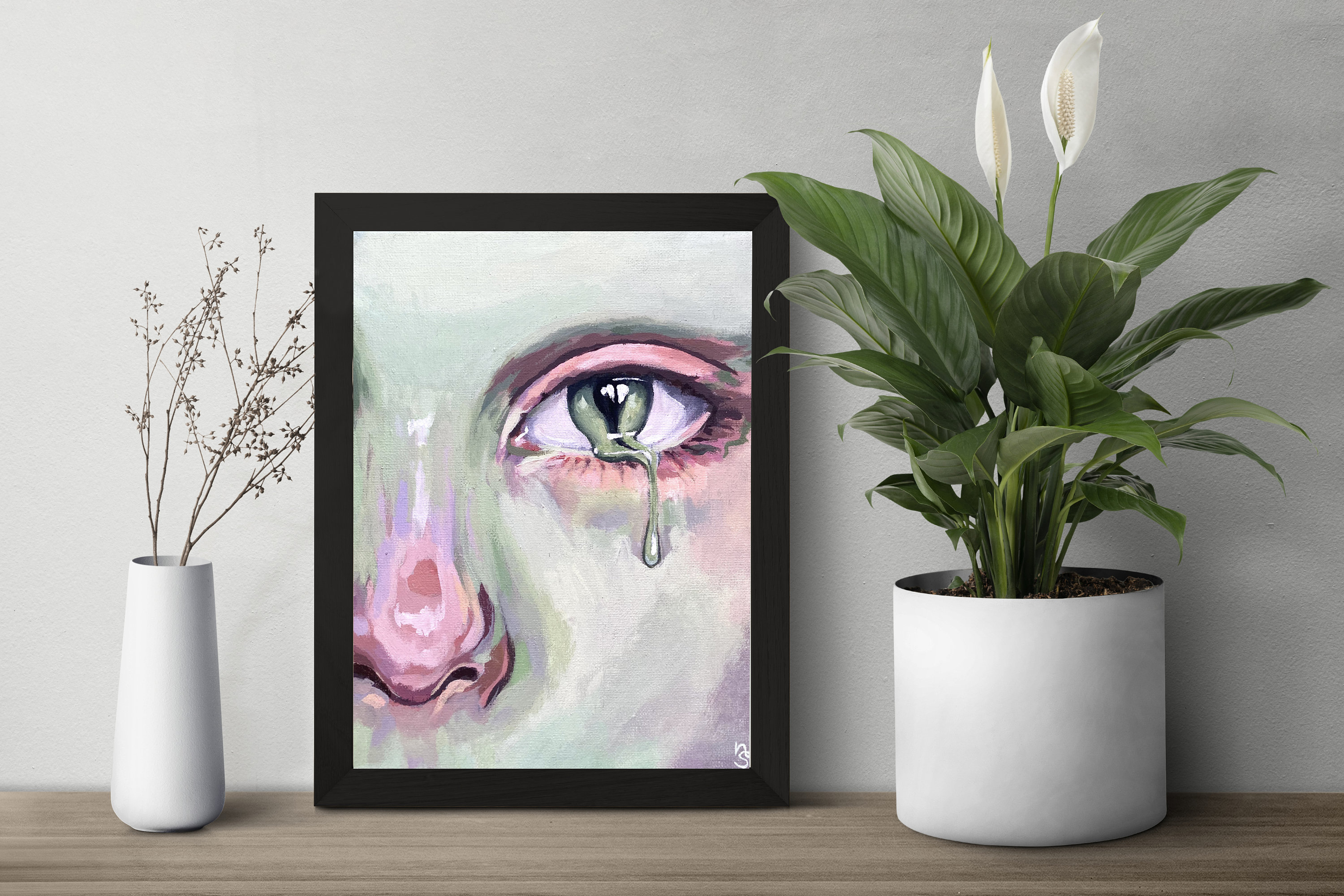 Eye Painting on Canvas, Small Acrylic Crying Painting - Etsy