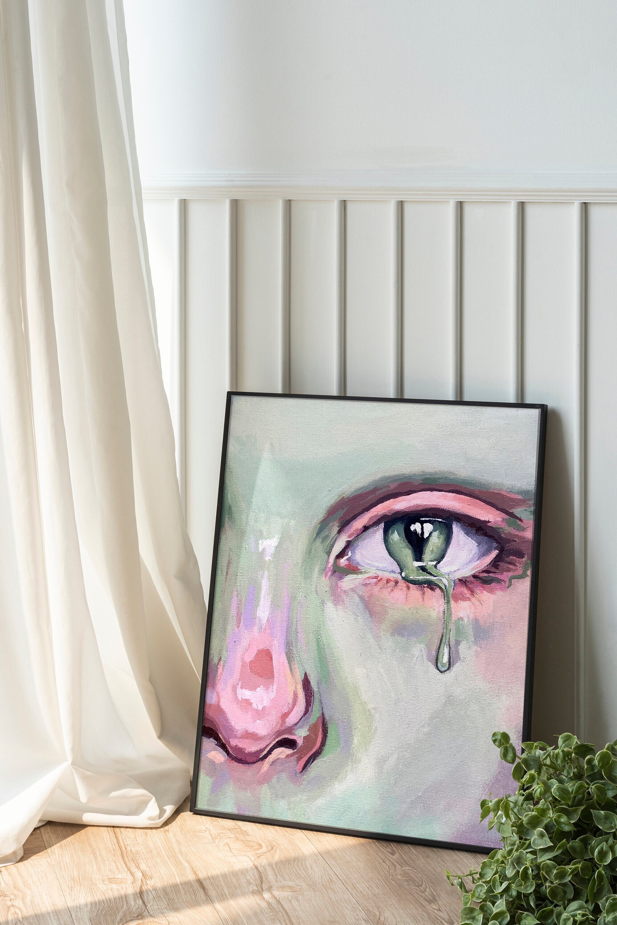Eye Painting on Canvas, Small Acrylic Crying Painting - Etsy
