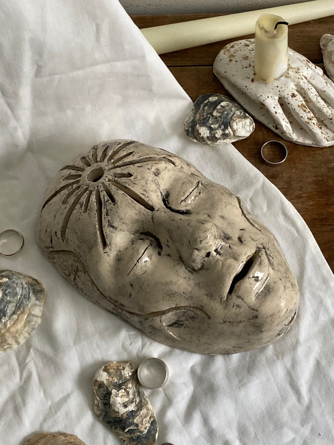 Face Ceramic Candle Cover, Clay Tea Light Candle Cover - Etsy