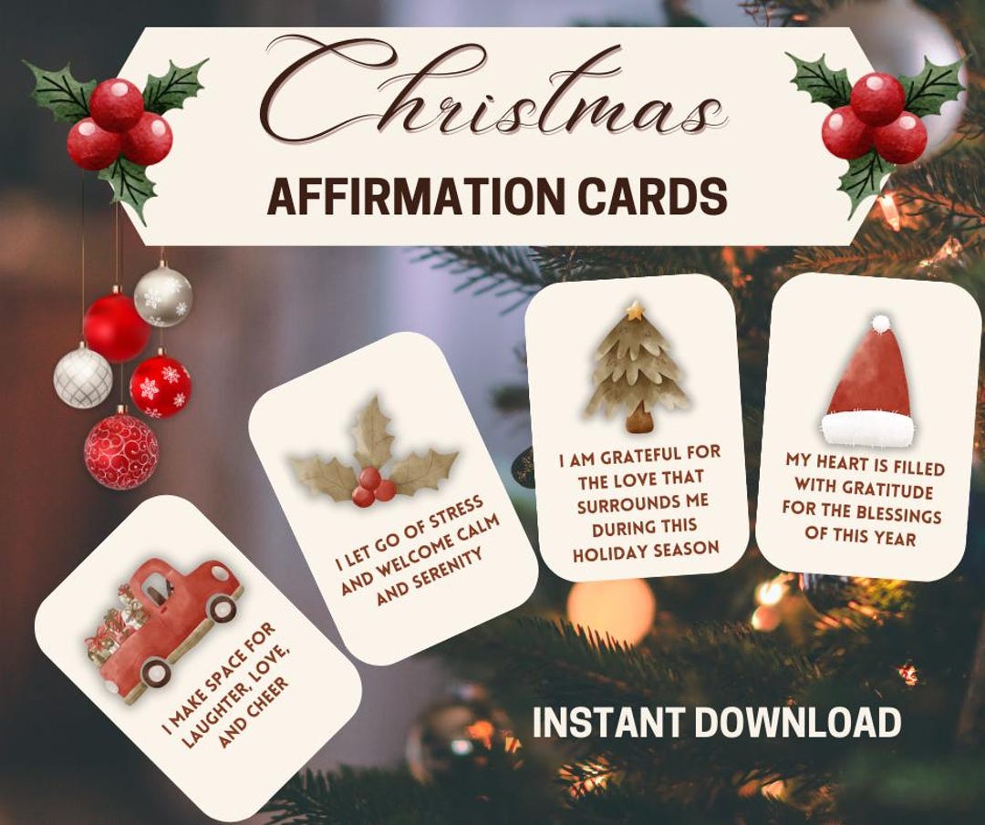 32 Christmas Affirmation Cards, INSTANT DOWNLOAD, Christmas Crafts ...