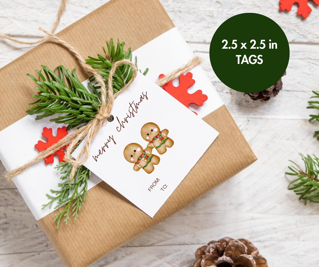 Gingerbread Men Christmas Gift Tags, Printable Holiday Tags (digital ...