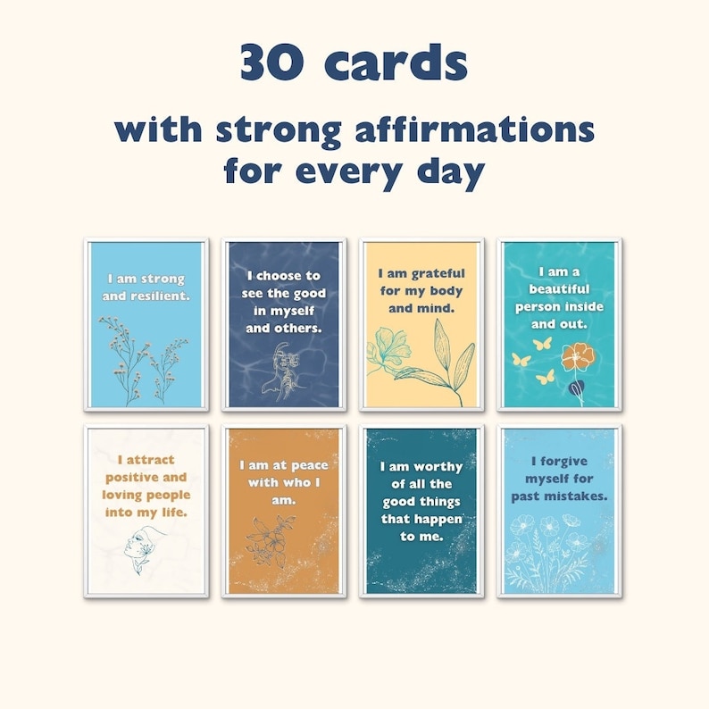30 Digital Affirmation Cards, Positive Affirmations, Canva Template ...