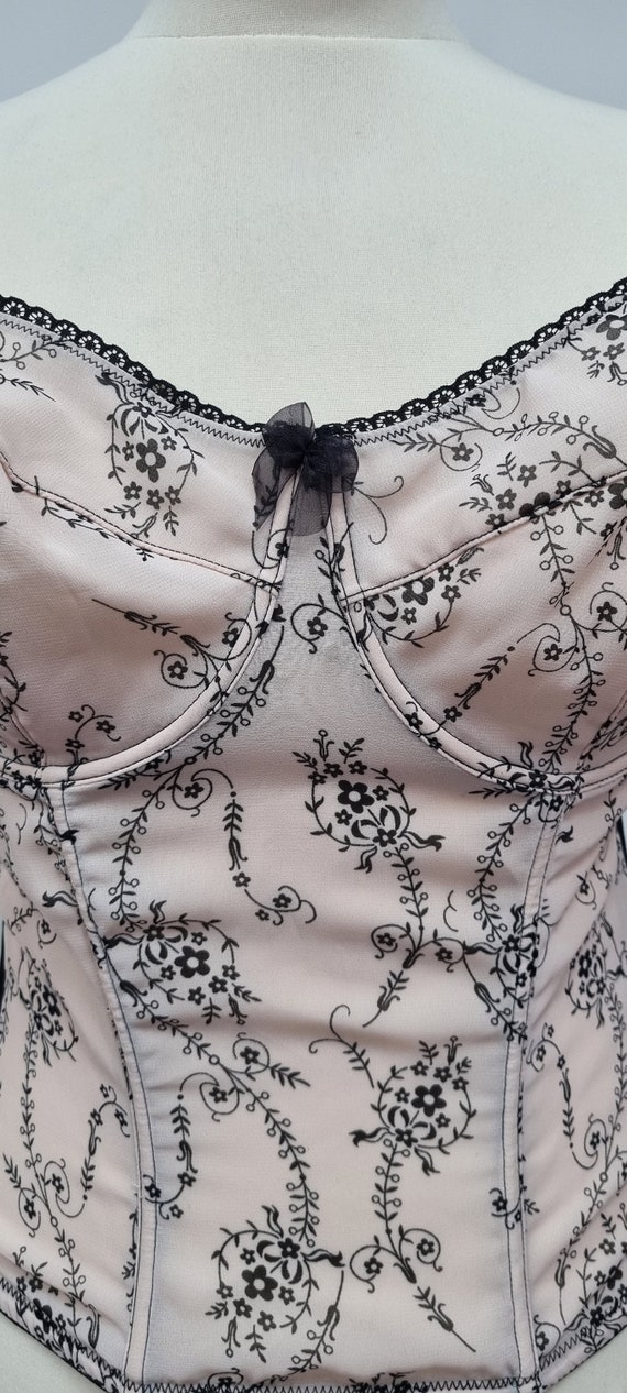 1950's Style Pink & Black Basque Corset - Gem