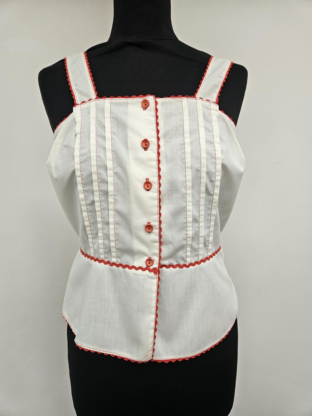 1950's Vintage White and Red Ric Rac Sun Top - Etsy