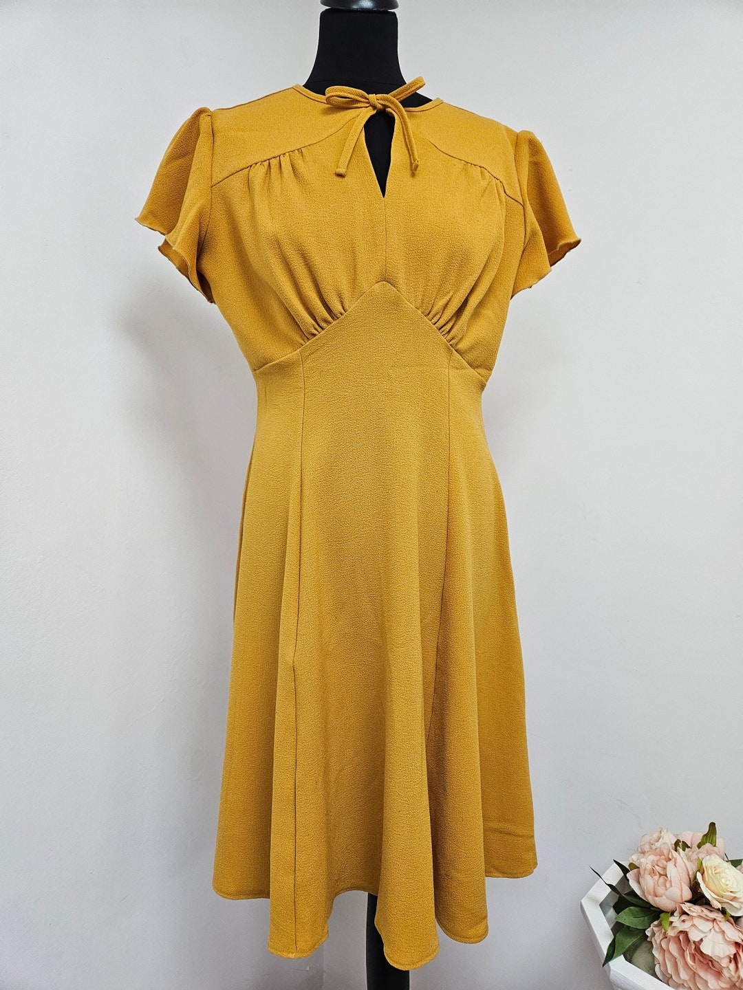 1940's Style Retro Mustard Swing Dress - House of Foxy - Etsy UK