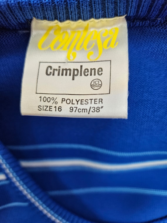 1960's Vintage Ladies Royal Blue stripe Crimplene top - Gem