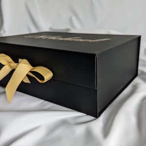 Luxurious Deep A4 Size Personalised Black Gift Box With Shredded Black ...