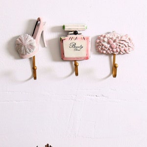 Girls Room Décor. Resin Wall Hooks 3 Piece Set Pink Hooks for ...