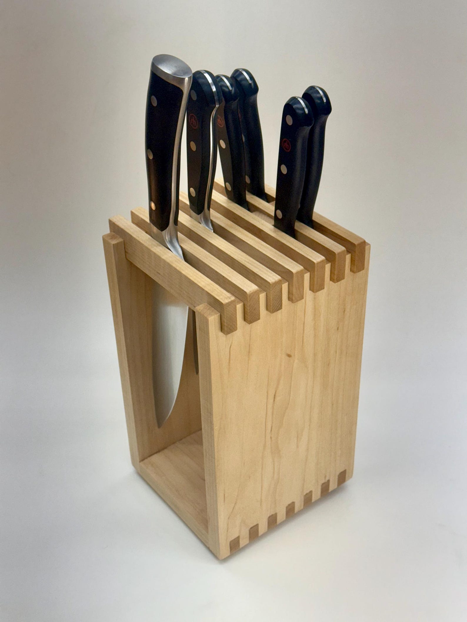 Universal Knife Block Stand - Handmade Maple Wood Block Knife Organizer ...