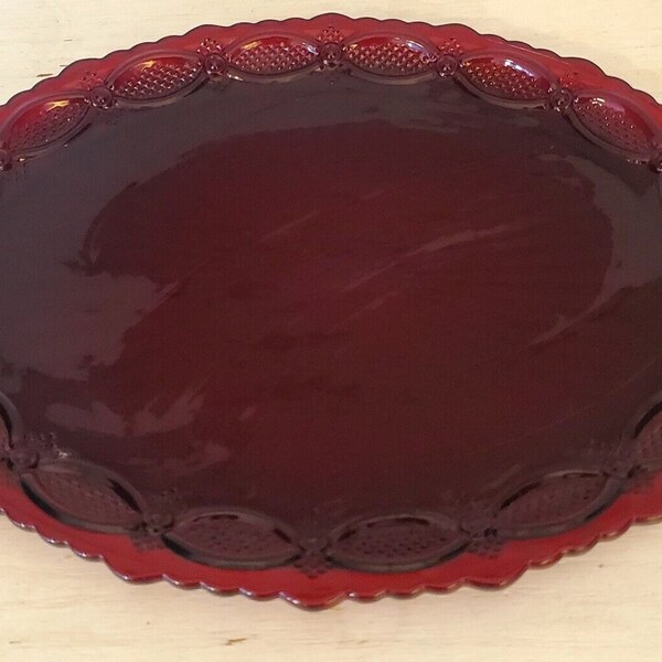 Ruby Glass Platter - Etsy