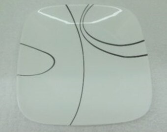 Vintage Corelle Simple Lines Dinnerware Black Trim Dinner Plate Bread ...