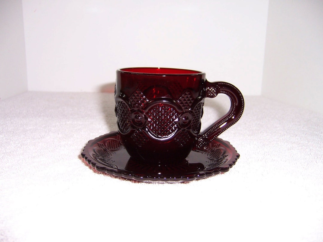 Avon Cape Cod Ruby Red Cup and Saucer - Etsy
