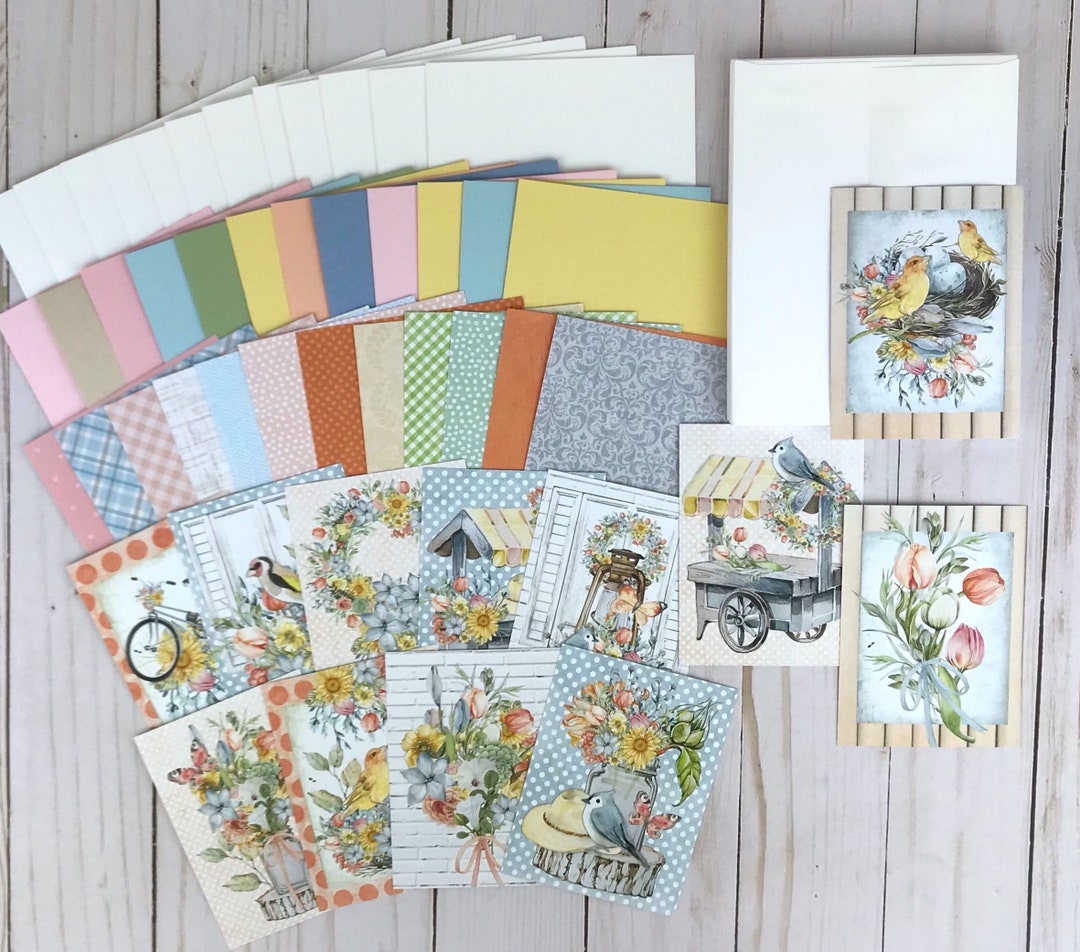 Spring Card Making Kit for Adults, Bird Note Card Kit DIY, Handmade ...