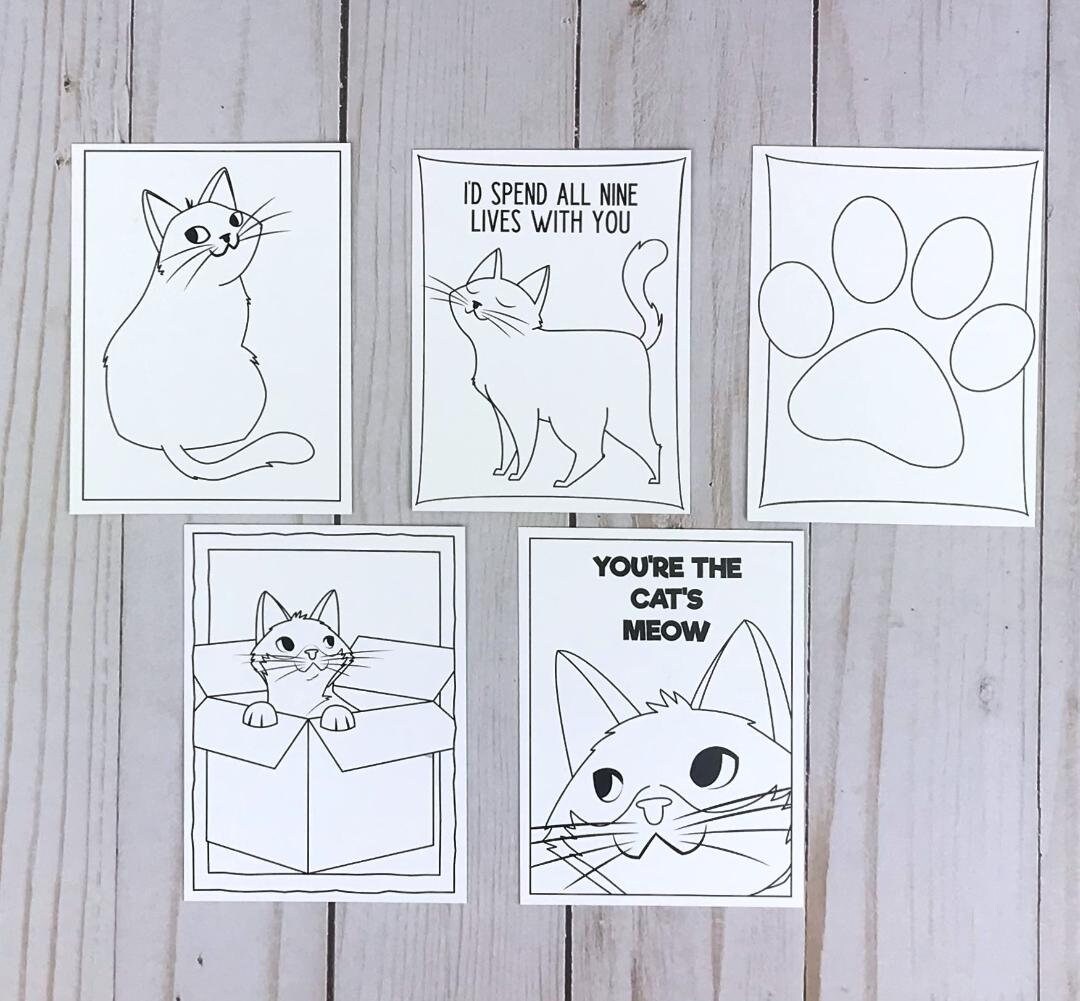 Color Your Own Card Make Your Own Cards Coloring Cards for | Etsy