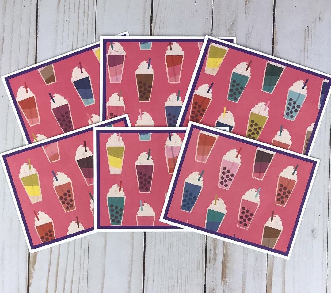 Bubble Tea Cards Boba Tea Cards Milk Tea Cards Blank Note - Etsy