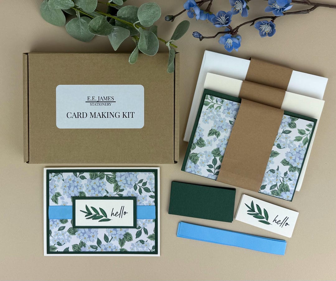 Blue Hydrangea Flower Card Making Kit for Adults, Set of 6 Hello DIY ...