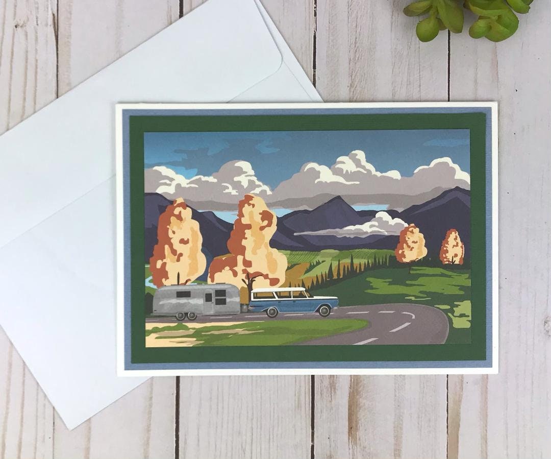 Retro Camper Card, Vacation Card, Camping Card, RV Card, Camping Gifts ...