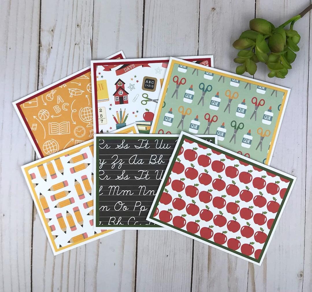 Teacher Appreciation Note Card Set: School Theme, Handmade Greetings - Etsy
