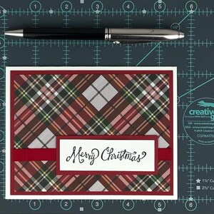 Plaid Christmas Card Set of 12, Holiday Card Pack, Christmas Greeting ...