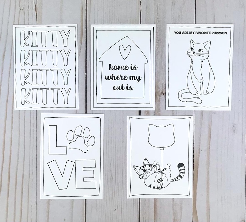 Color Your Own Card Make Your Own Cards Coloring Cards for | Etsy