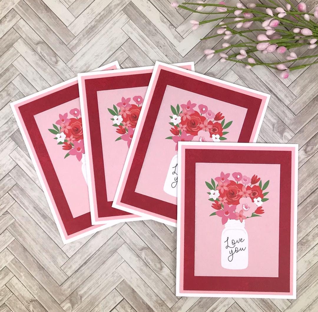 Love You Card, Blank Valentine Card Set, Valentines Card Pack ...