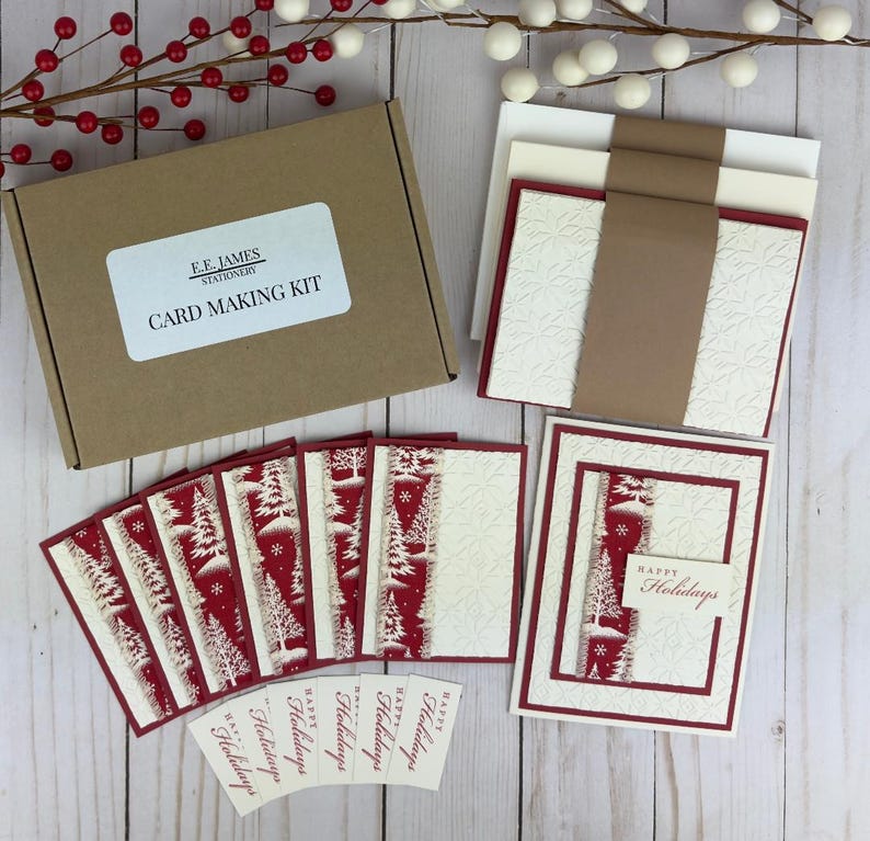 Happy Holidays Card Making Kit for Adults to Make Your Own Cards: Easy ...