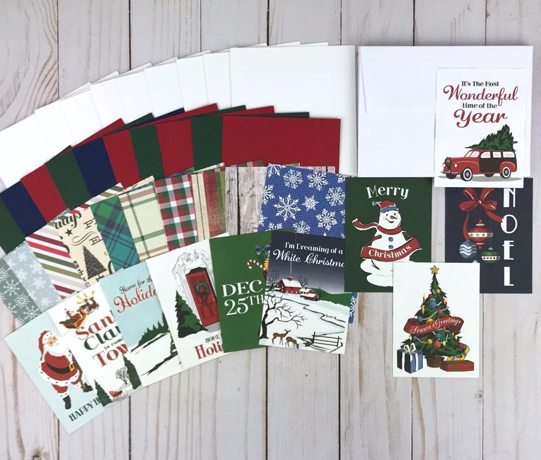 Christmas Card Kit, Retro Christmas Card Making Kit for Adults, Card ...