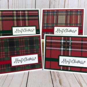 Plaid Christmas Card Set of 12, Holiday Card Pack, Christmas Greeting ...