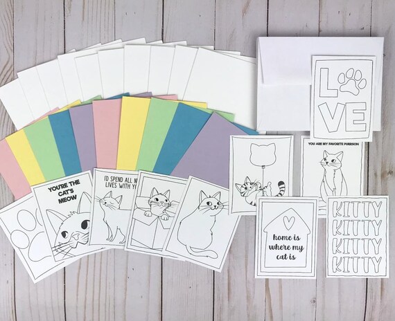Color Your Own Card Make Your Own Cards Coloring Cards for | Etsy