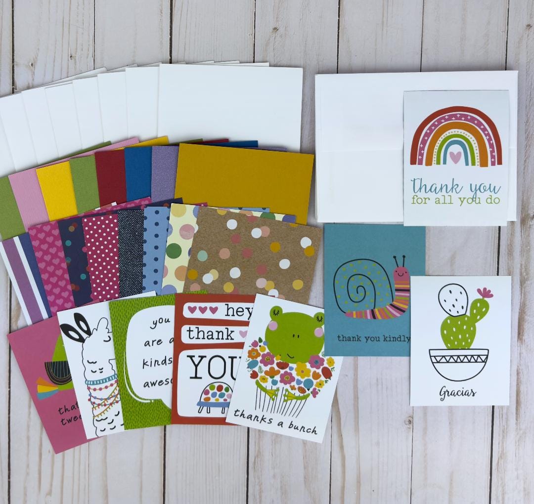 Thank You Card Making Kit for Kids, Card Making Supplies DIY Card Kit ...