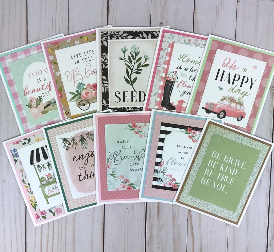 Positive Affirmation Cards, Spring Greeting Card Set, Pastel Notecards ...
