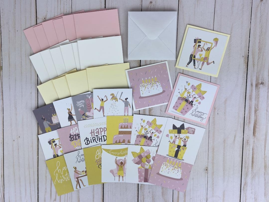 Birthday Card Making Kit, Gift Enclosure Card Kit DIY, Mini Card Kits ...