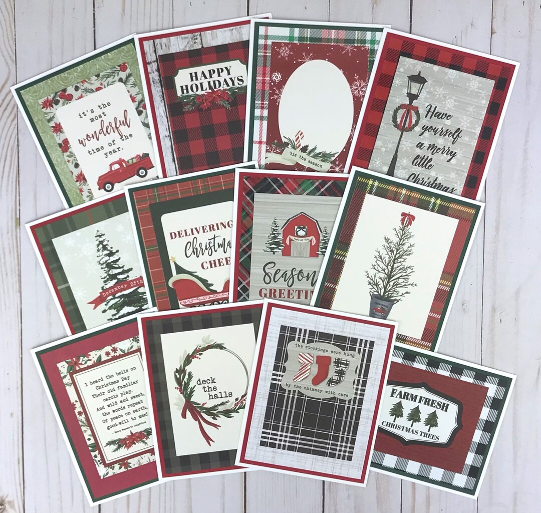Rustic Christmas Cards Pack, Bulk Christmas Cards, Value Pack Cards ...