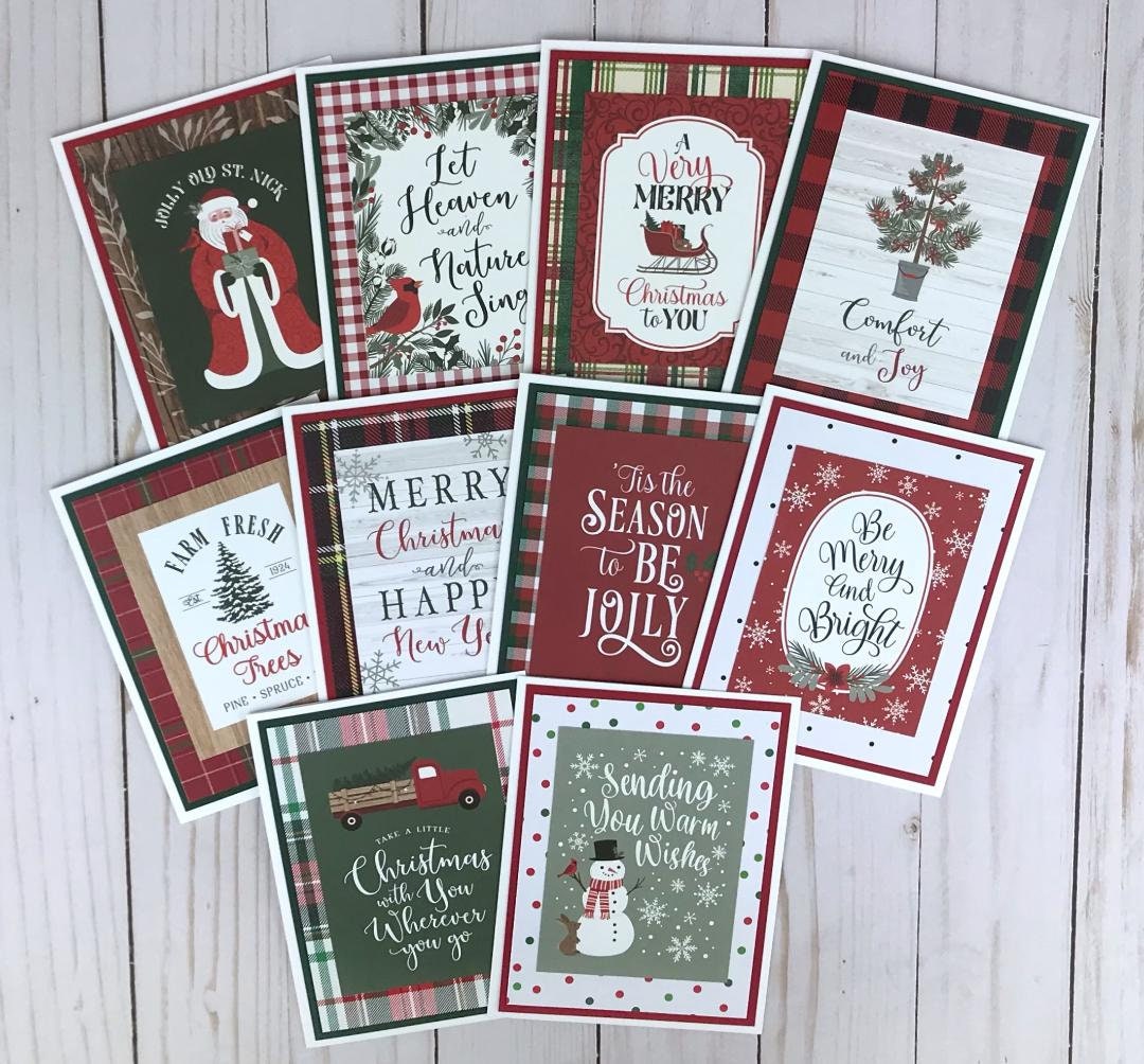 Rustic Christmas Card Set Christmas Note Cards Pack Holiday - Etsy