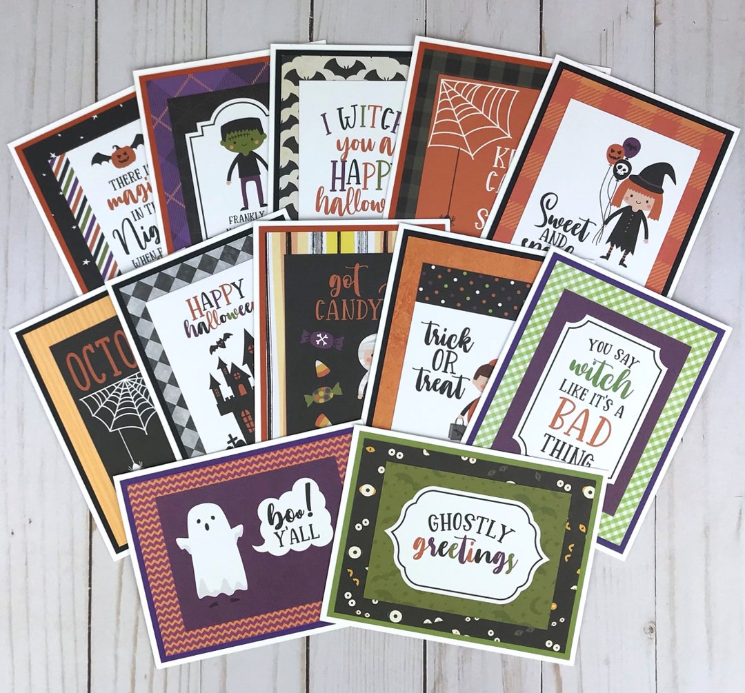 Halloween Cards for Kids, Halloween Cards Set, Happy Halloween Cards ...