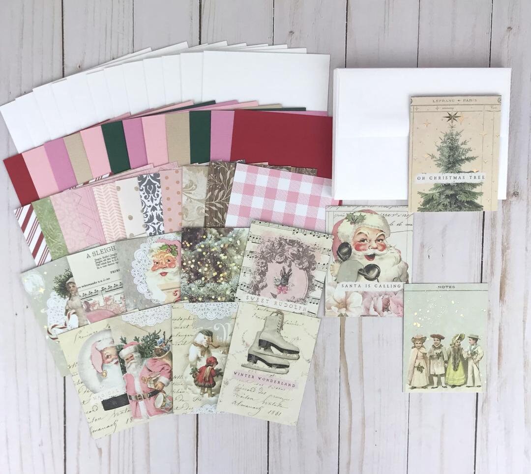 Pastel Christmas Card Kit, Card Making Kit for Adults, Holiday Craft ...