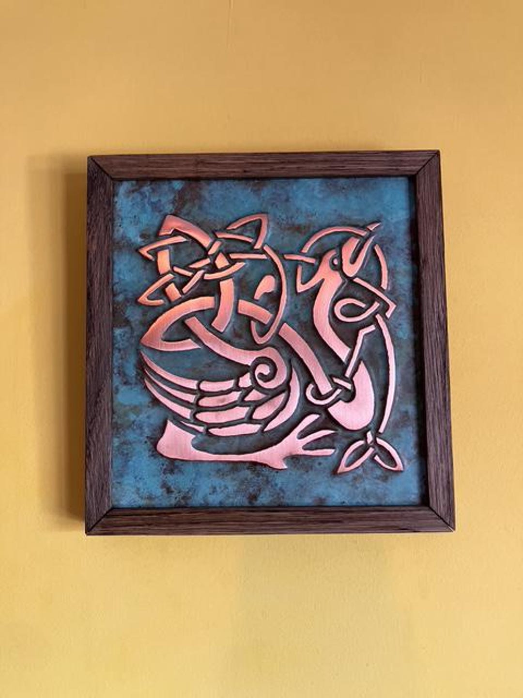 Heron Bird Celtic Knot-work Wall Plaque With Oak Frame - Etsy