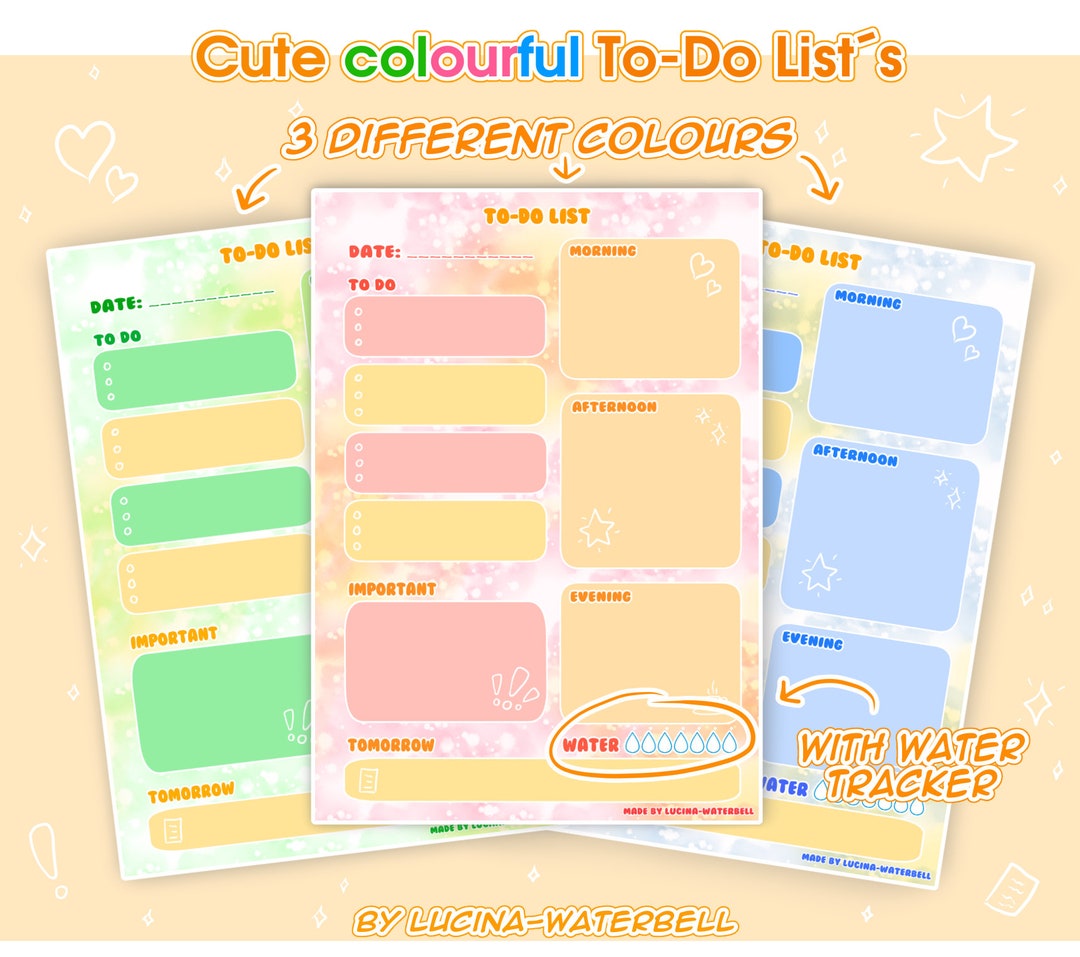 Cute Colourful To-do List Printable - Different Colours - Etsy