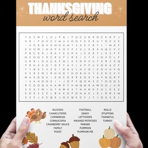 Thanksgiving Word Search Printable Game | Fall Activity for Kids ...