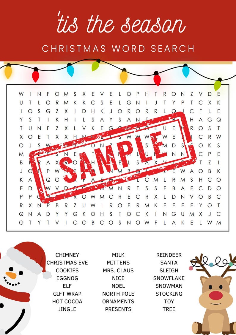 Christmas Word Search Printable | Holiday Activity Game PDF | Fun ...