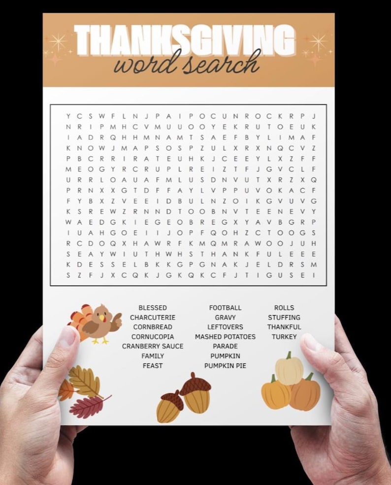 Thanksgiving Word Search Printable Game | Fall Activity for Kids ...