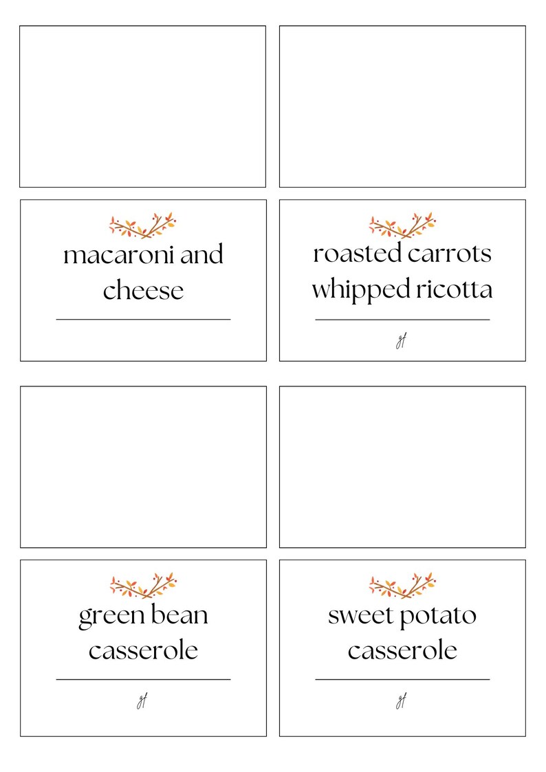 Printable Thanksgiving Food Labels | Buffet Table Tags | Fall Dinner ...