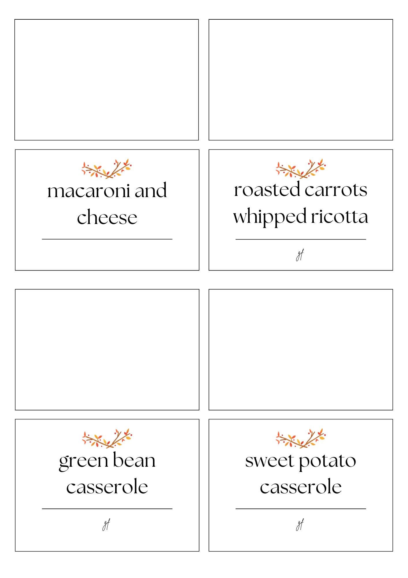 Editable Thanksgiving Food Labels | Buffet Table Tags | Fall Dinner ...