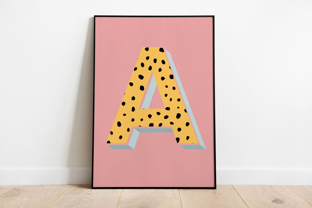 CUSTOM LETTER PRINT Personalised Gift Custom Name Initial Modern Art ...