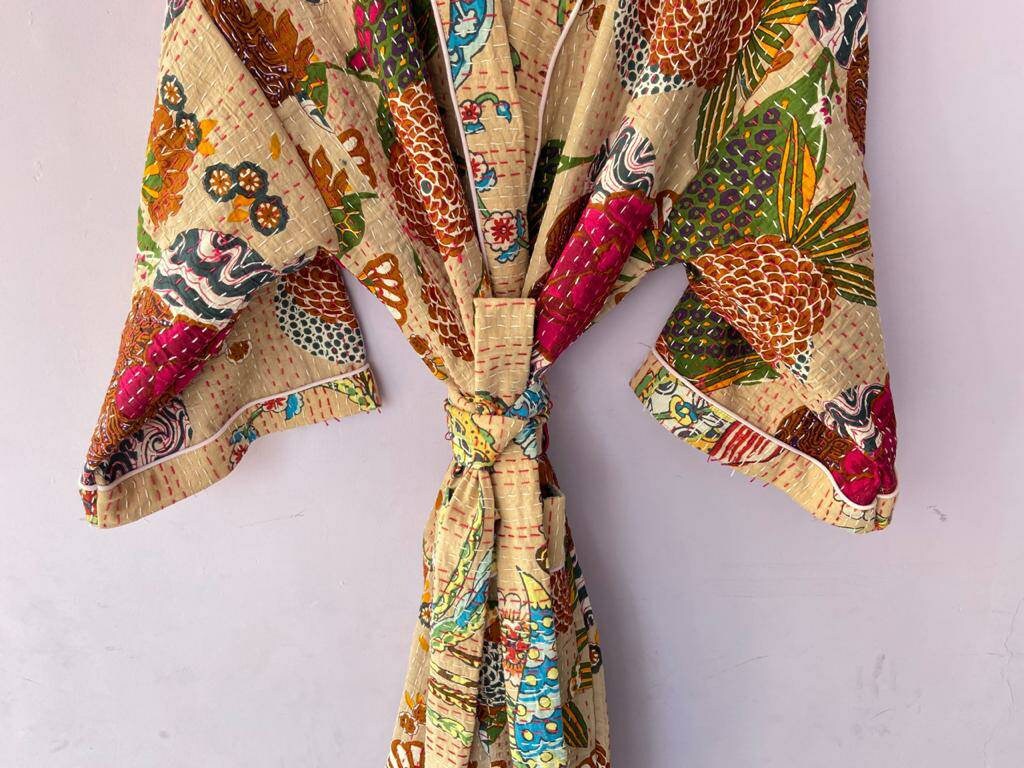 Fruit Print Kantha Quilt Cardigan Robe Bridal Robe - Etsy