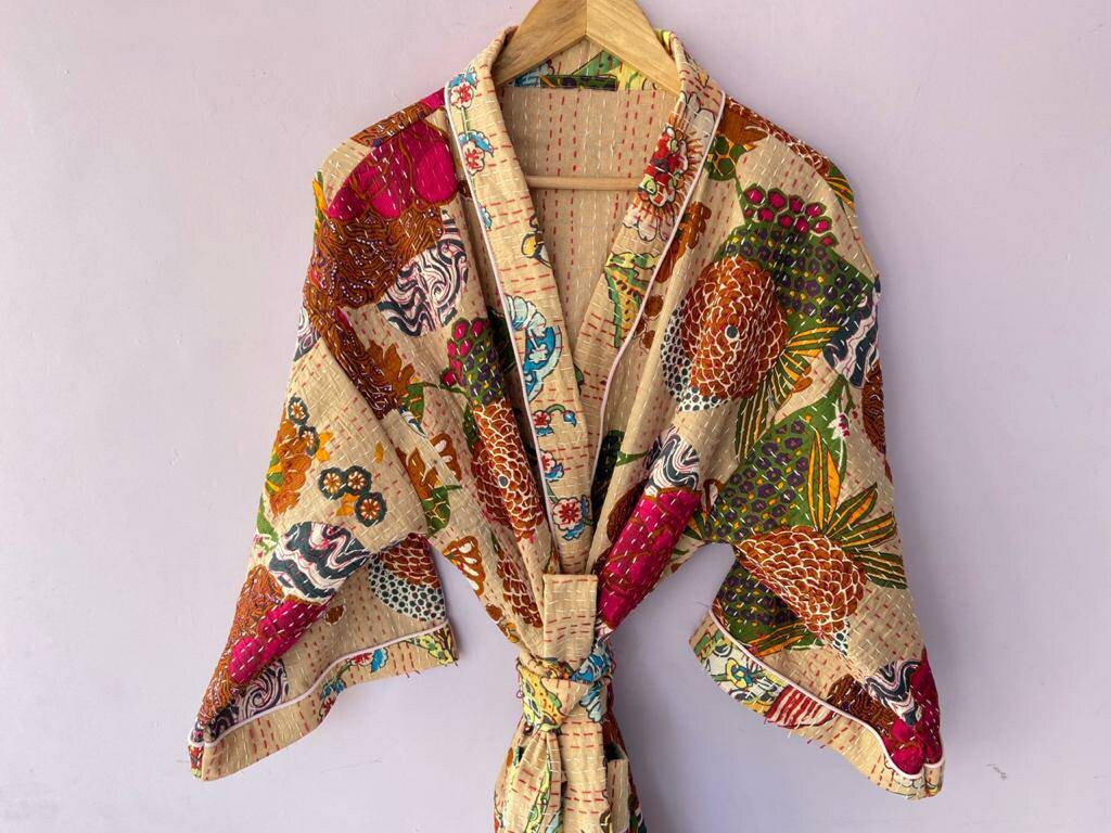 Fruit Print Kantha Quilt Cardigan Robe Bridal Robe - Etsy