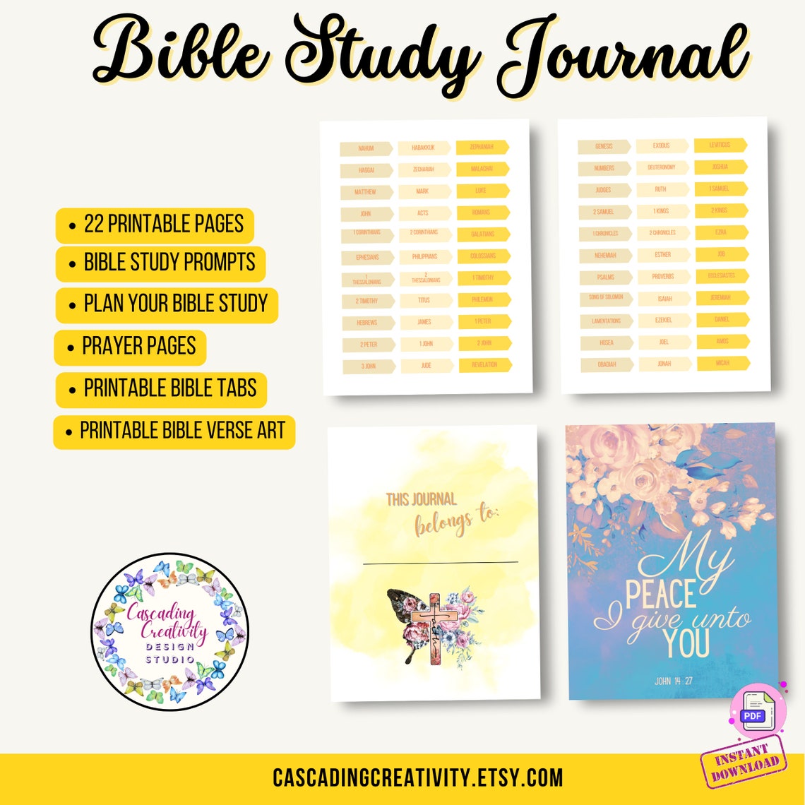 Printable Bible Study Journal: 22 Pages Inc Worksheets for Bible Study ...